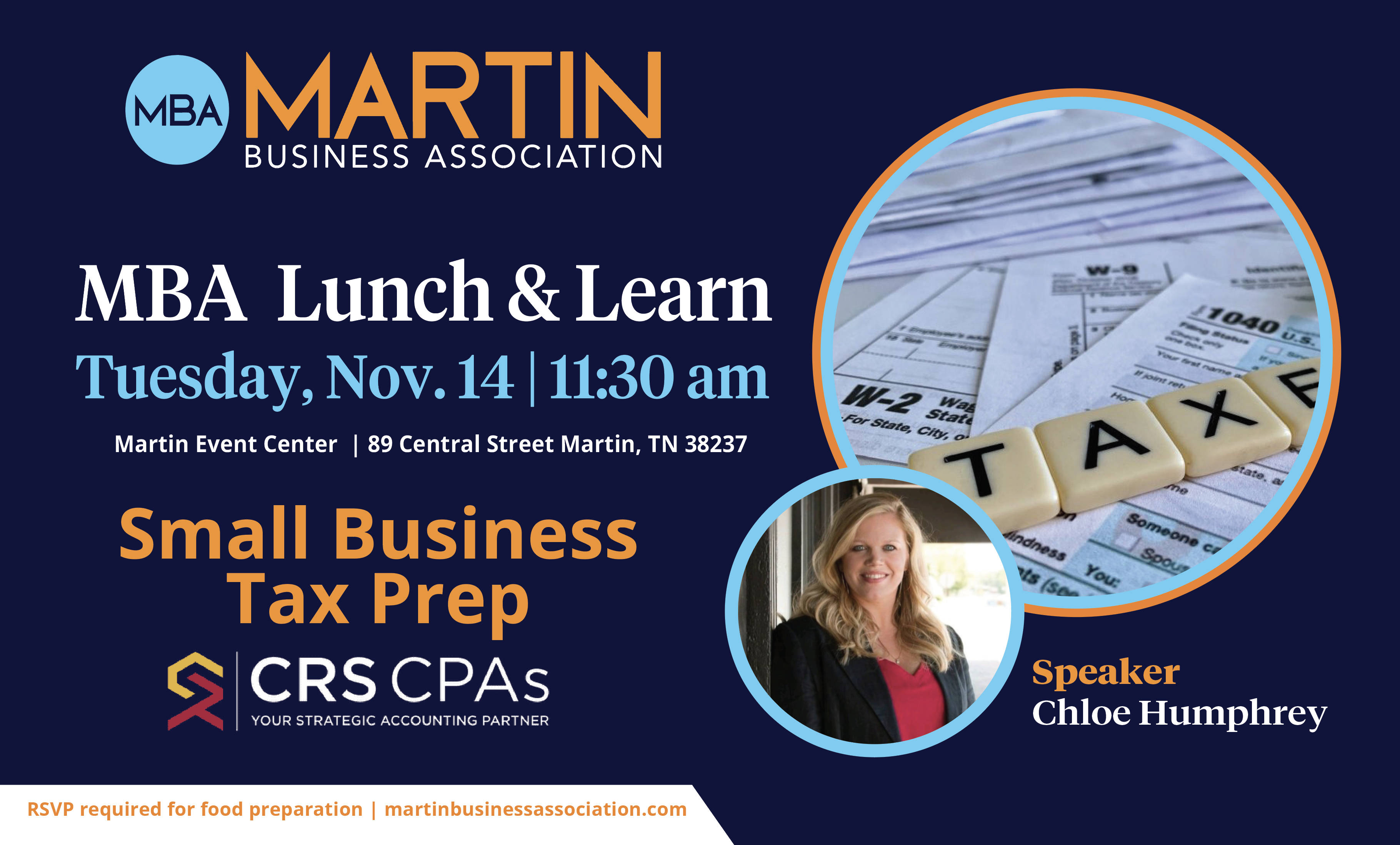 November MBA Lunch & Learn - Small Business Tax Prep - Martin Business ...